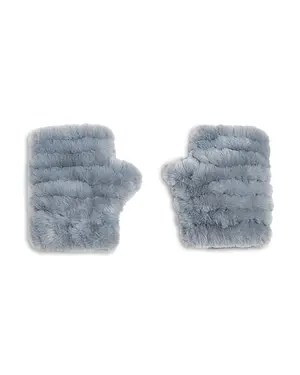 Jocelyn Mandy Faux Fur Fingerless Mittens - Grey