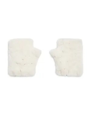 Jocelyn Mandy Faux Fur Fingerless Mittens - Ivory
