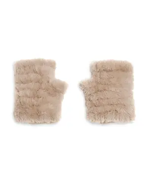 Jocelyn Mandy Faux Fur Fingerless Mittens - Palomino