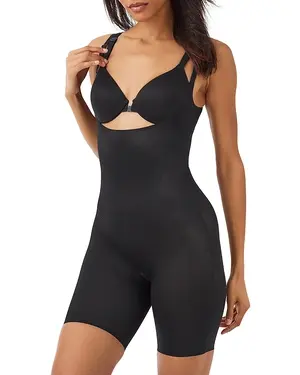 Spanx Thinstincts 2.0 Open Bust Mid Thigh Bodysuit - Very Black