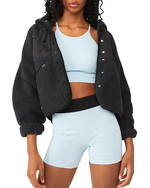 Free People Hit The Slopes Fleece Jacket - Black