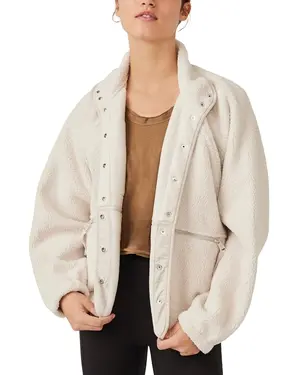 Free People Hit The Slopes Fleece Jacket - Muted Beige