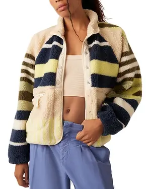Free People Rocky Ridge Fleece Jacket Fieldling Stripe Combo