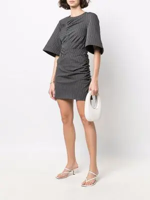 GANNI Gathered Pinstriped Minidress