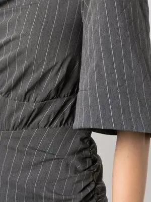GANNI Gathered Pinstriped Minidress