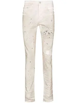 PURPLE BRAND Bandana Patch Skinny Jeans