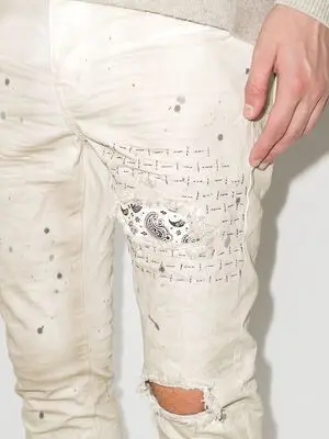 PURPLE BRAND Bandana Patch Skinny Jeans