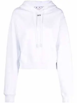 Off-White Off-stamp Cropped Hoodie - White