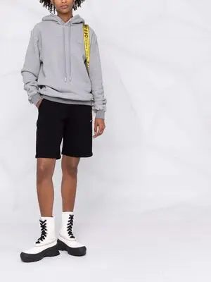 Off-White Diag-stripe Print Hoodie - Grey