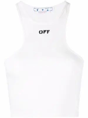 OFF-WHITE Off-stamp Ribbed Crop Top