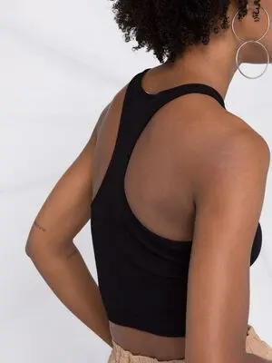 Off-White Ribbed Crop Top - Black