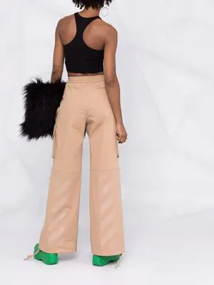 Off-White Ribbed Crop Top - Black