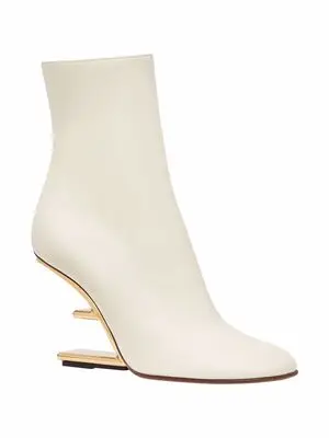 Fendi 105mm Sculpted Heel Ankle Boots - White