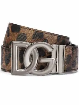 Dolce & Gabbana Leopard-print Reversible Belt - Brown