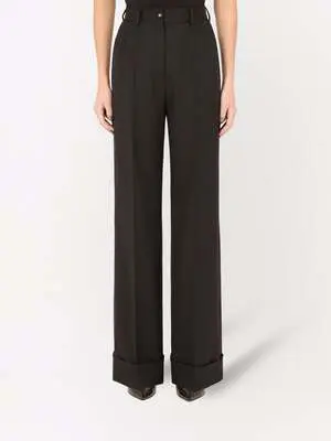 Dolce & Gabbana Wool Palazzo Trousers - Black