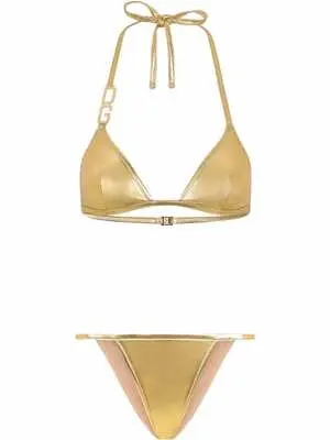 Dolce & Gabbana Dg-logo Triangle Bikini - Gold