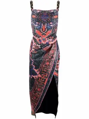 Balmain Printed Sequin-embellished Dress
