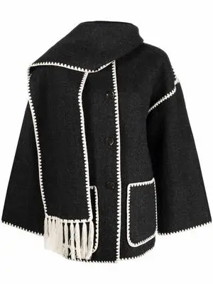 TOTEME Embroidered Wool Blend Jacket - Grey