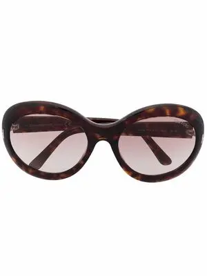 TOM FORD Logo Tortoiseshell-effect Sunglasses - Brown