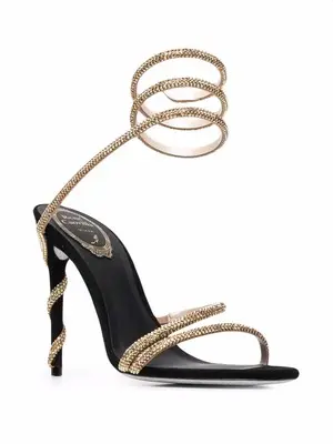 Rene Caovilla Margot 105mm Jewelled Snake Sandals - Black