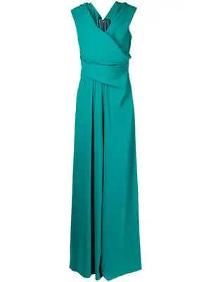 Talbot Runhof Detachable-train Draped Jumpsuit - Green