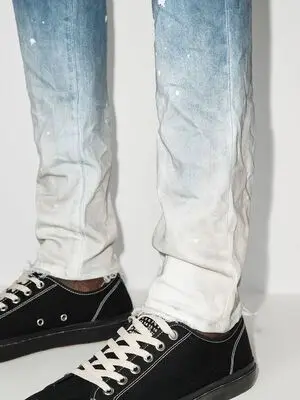 PURPLE BRAND Paint-splatter Straight-leg Jeans - Blue