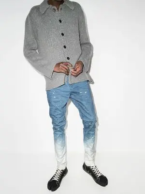 PURPLE BRAND Paint-splatter Straight-leg Jeans - Blue