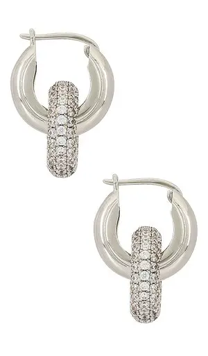 LUV AJ Pave Interlock Hoop Earrings - Silver