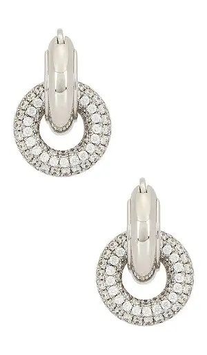 LUV AJ Pave Interlock Hoop Earrings - Silver