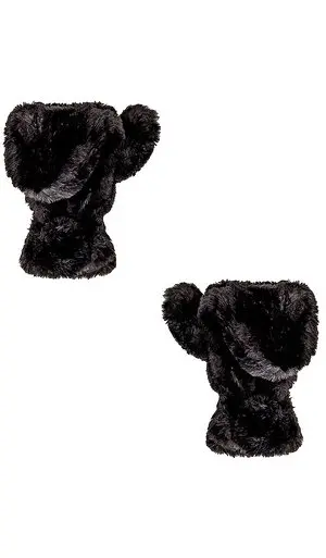 Apparis Coco Faux Fur Mittens - Noir