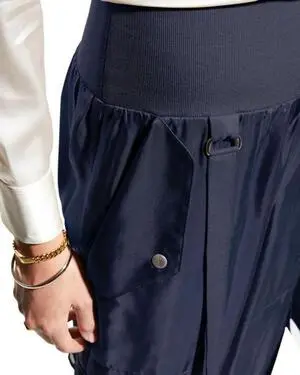 Cinq À Sept Harmony Satin Cargo Jogger Pants - Navy