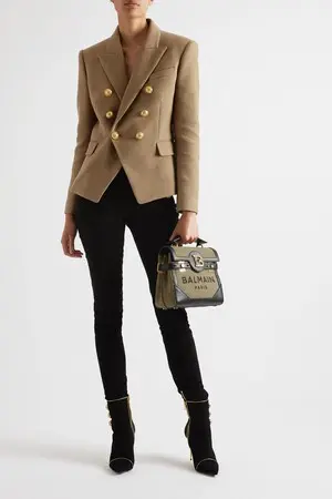 Balmain Double-breasted Cotton-piqué Blazer