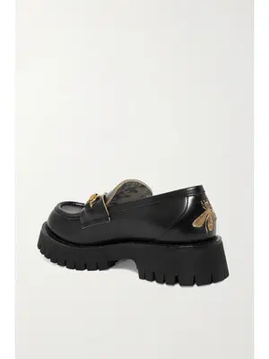 Gucci Horsebit-detailed Metallic Embroidered Leather Platform Loafers