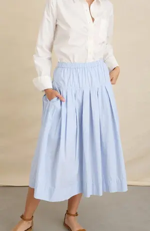 ALEX MILL Paper Poplin Pull-on Midi Skirt