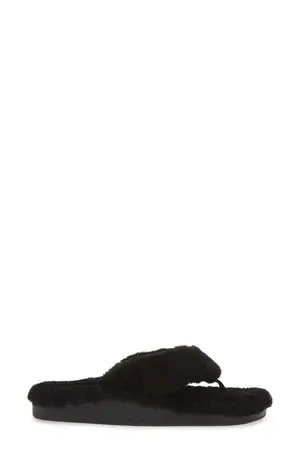 Olukai Kipea Heu Genuine Shearling Slide Sandal - Black/black