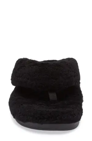 Olukai Kipea Heu Genuine Shearling Slide Sandal - Black/black