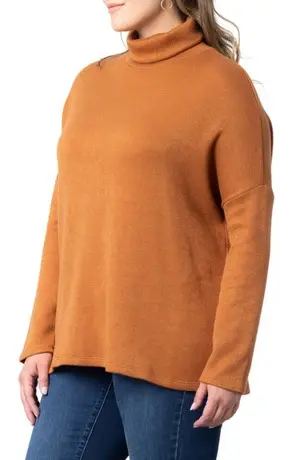 KIYONNA Paris Turtleneck Tunic Sweater - Camel