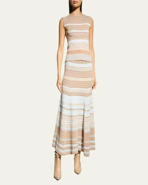 Giorgio Armani Stripe Knit Midi Skirt