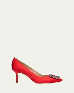 Manolo Blahnik Hangisi 70mm Pump - Bright Red