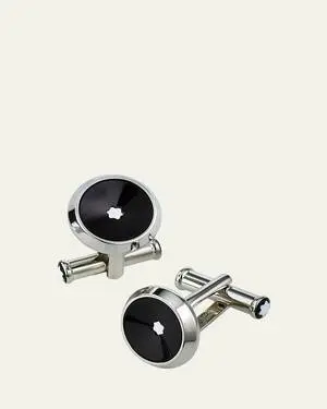 Montblanc Steel %26 Precious Resin Star Cufflinks - Black/silver