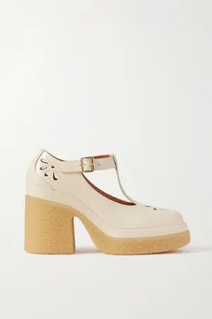 Chloé Kurtys Cutout Glossed-leather Mary Jane Pumps