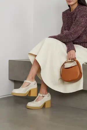 Chloé Kurtys Cutout Glossed-leather Mary Jane Pumps