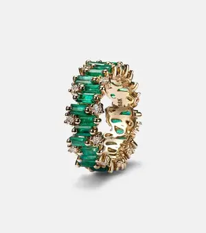 SUZANNE KALAN Shimmer Audrey 18kt Yellow Emerald And Diamond Ring
