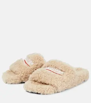 Balenciaga Furry Faux Shearling Slides