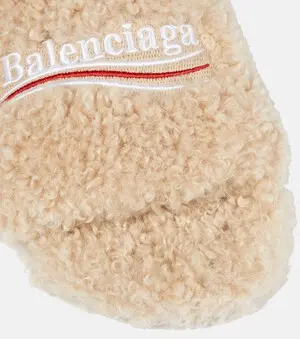 Balenciaga Furry Faux Shearling Slides