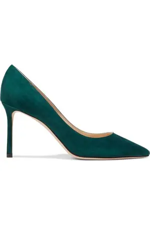 JIMMY CHOO Romy 85 Suede Pumps Emerald
