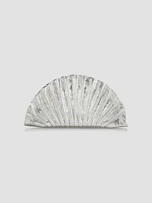 Cult Gaia Mini Nala Metallic Leather Clutch - Silver