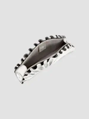 Cult Gaia Mini Nala Metallic Leather Clutch - Silver