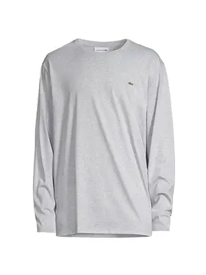 Lacoste Men's Long-Sleeve Cotton T-Shirt - Silver  Silver