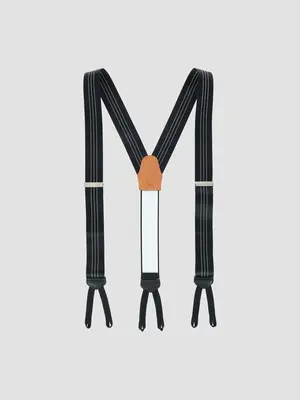 Trafalgar Fredrick Center Stripe Formal Suspenders - Black